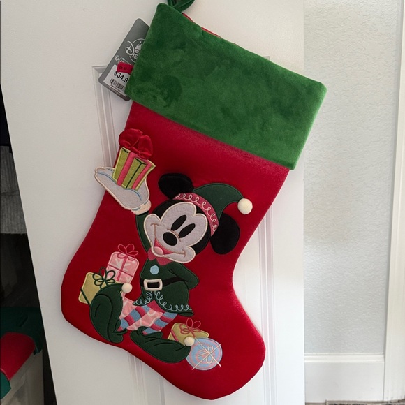 Disney | Holiday | Disney Red And Green Stocking With Mickey Mouse ...